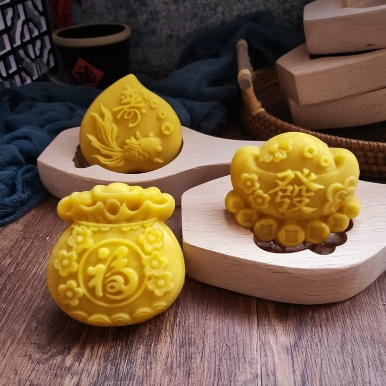 Wooden Cookie Molds Mooncake Mold Cookie Stamps for Baking Pie Press for Christmas Thanksgiving Birthday Mid Autumn Festival DIY(SHOU)