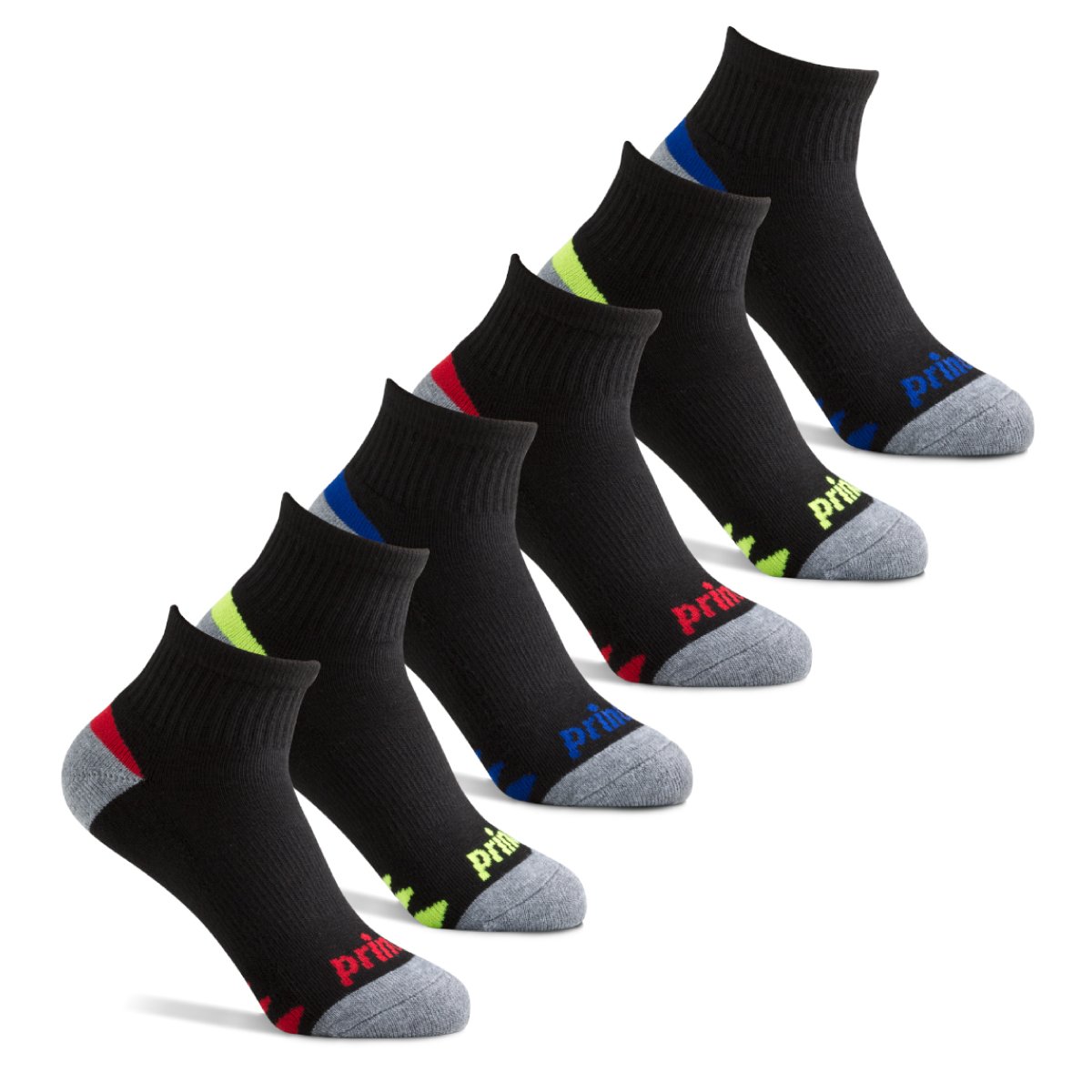Prince Boys' Quarter Length Athletic Ankle Socks with Cushion for Active Kids (Black, 3-9 (Big Boys))