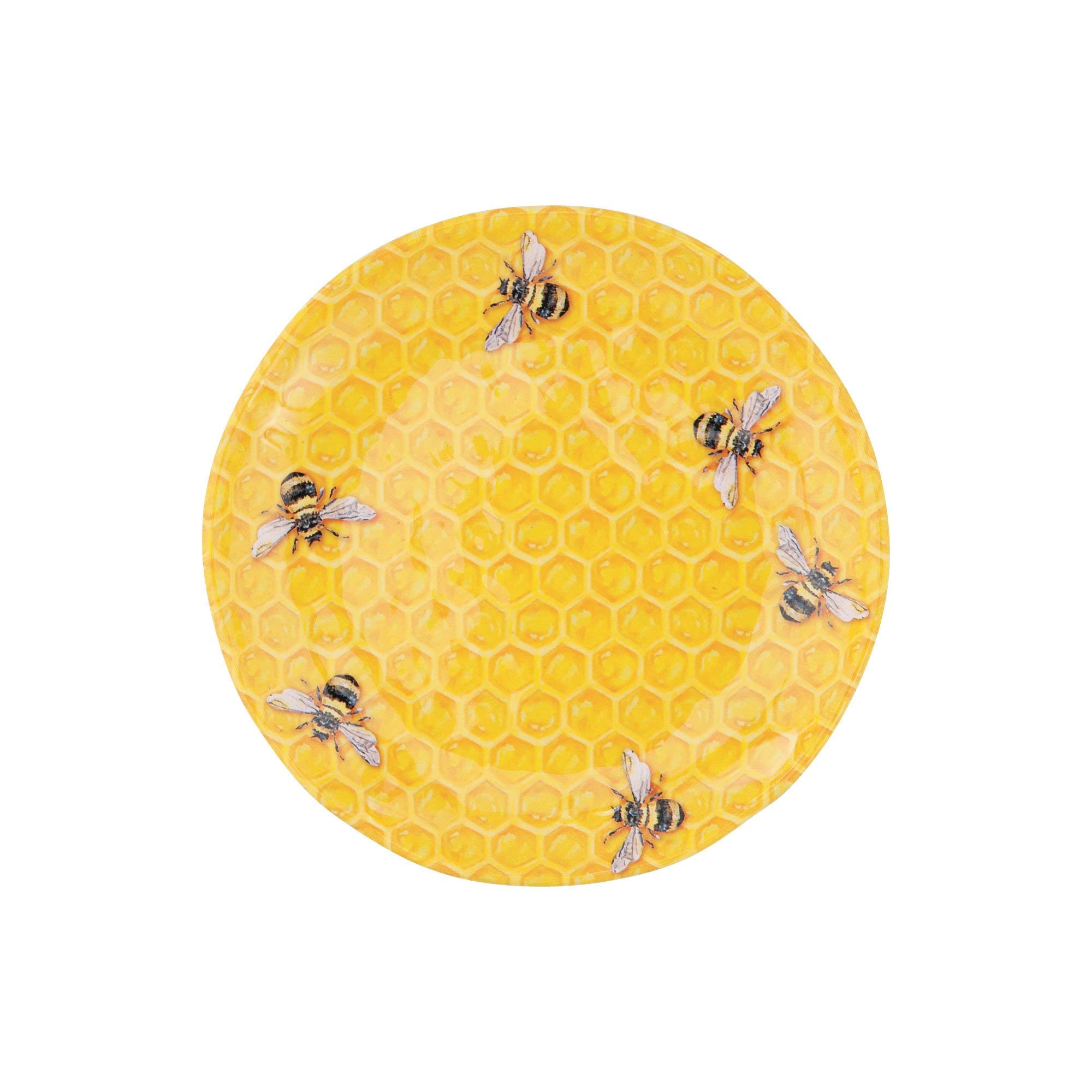 UPware 4-Piece 6 Inch Melamine Dessert Plates Appetizer Dinner Plates Small Serving Plates Party Plates Round Plate for Dessert Snack Fruit Side Dishes (Beehive)