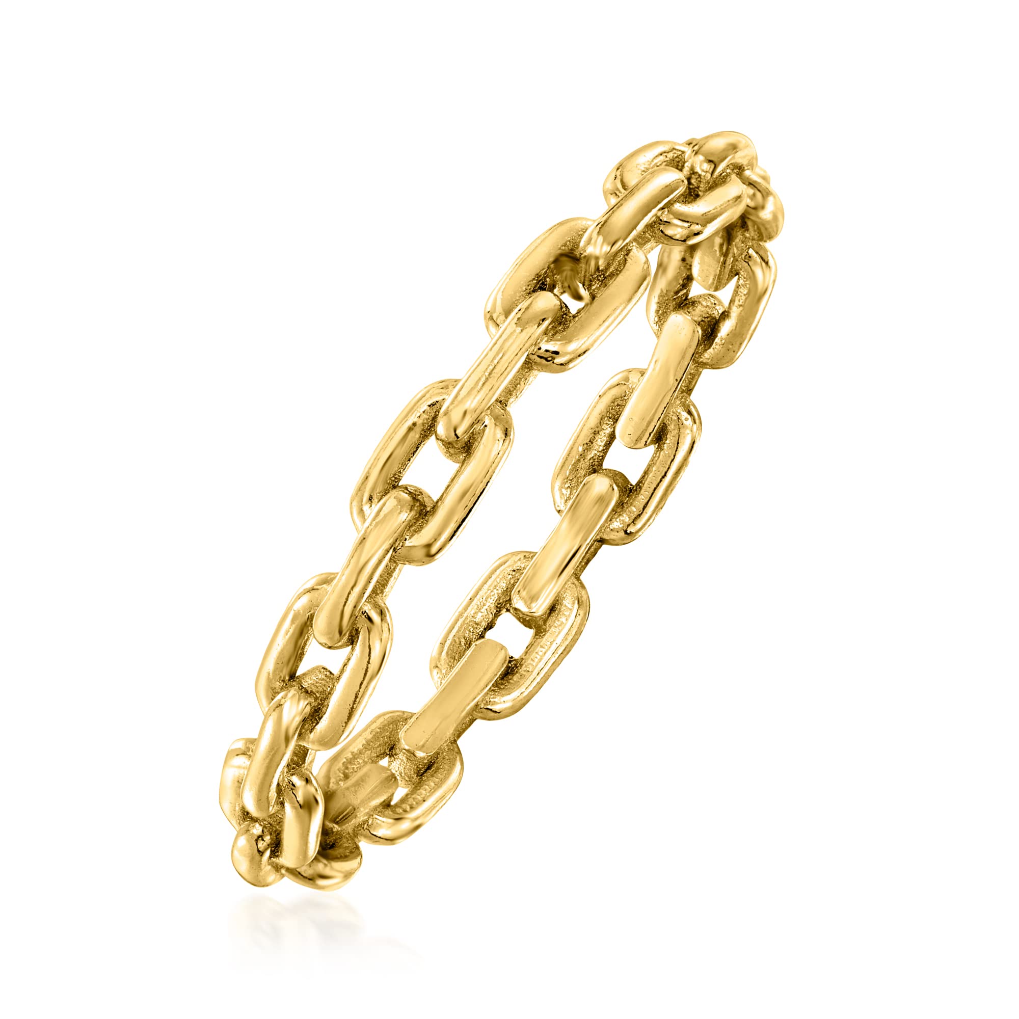 RS Pure by Ross-Simons 14kt Yellow Gold Paper Clip Link Ring. Size 8