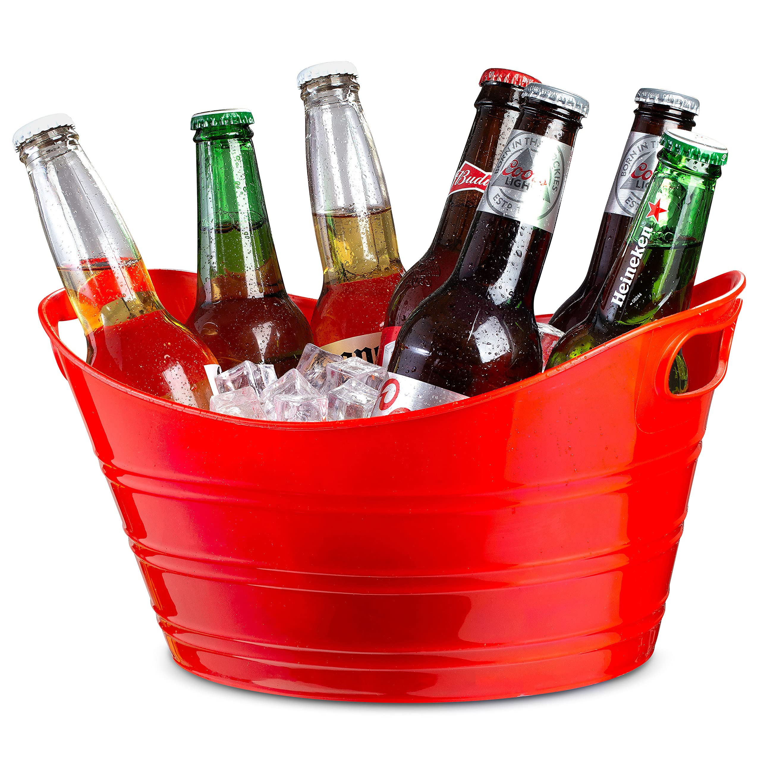 Zilpoo 24 Pack - Plastic Oval Storage Tub, Wine, Beer Bottle Drink Cooler, Parties Ice Bucket, Party Beverage Chiller Bin, Baskets, Colored