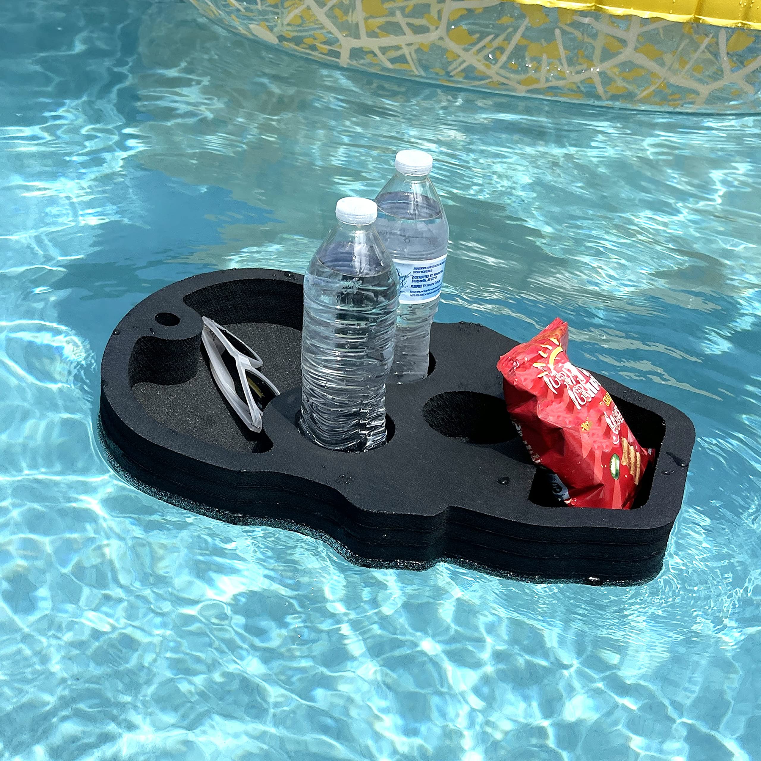 Polar Whale Floating Skull Spa Hot Tub Bar Drink and Snack Table Blue Refreshment Tray for Pool or Beach Party Float Food Lounge Durable Black Foam