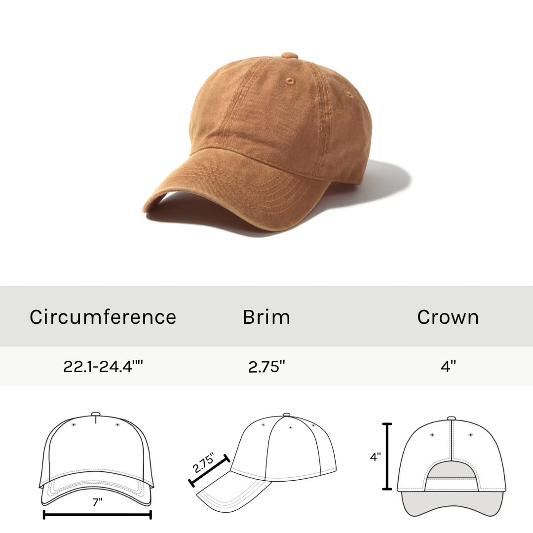 Washed Baseball Cap, Vintage Plain Dad Hats for Men/Woman, Unstructured Low Profile Denim Blank Cap - Amber Orange