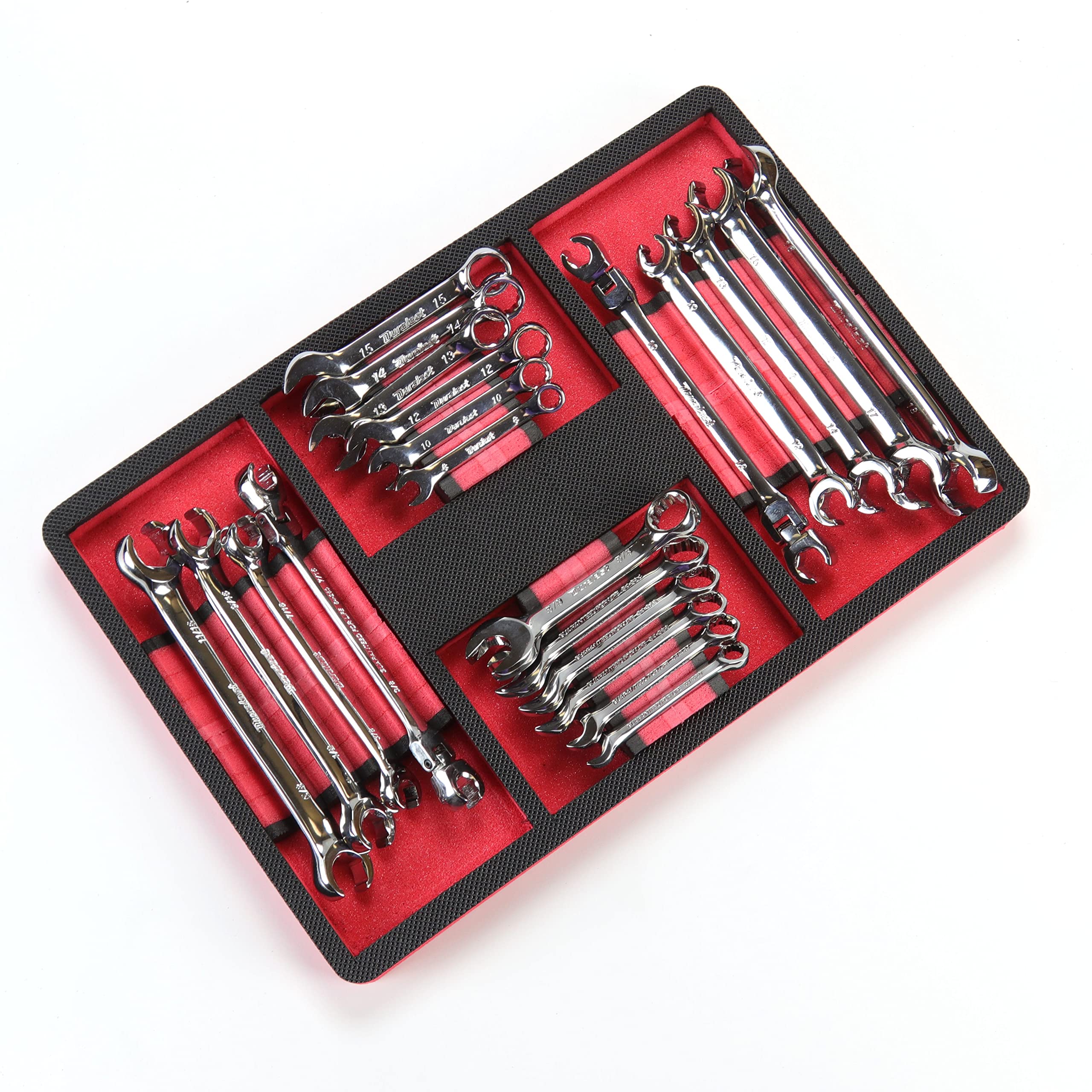 Polar Whale Tool Drawer Organizer Medium Wrench Holder Insert Red and Black Durable Foam Strong Tray 15 x 10 Inches Fits Duralast and Many Others