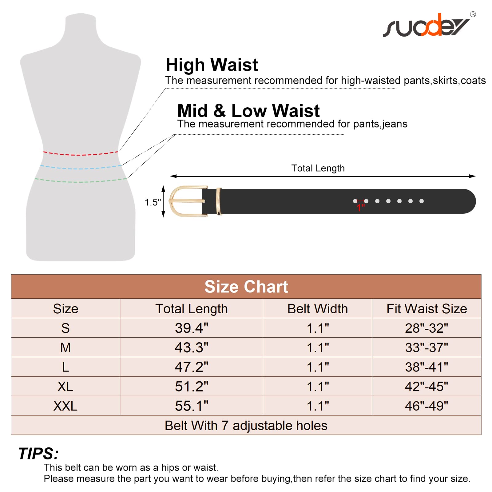 SUOSDEY 2 Pack Womens Fashion Leather Belts for Jeans Dresses Pants Black Brown Beige Ladies Belts with Gold Buckle