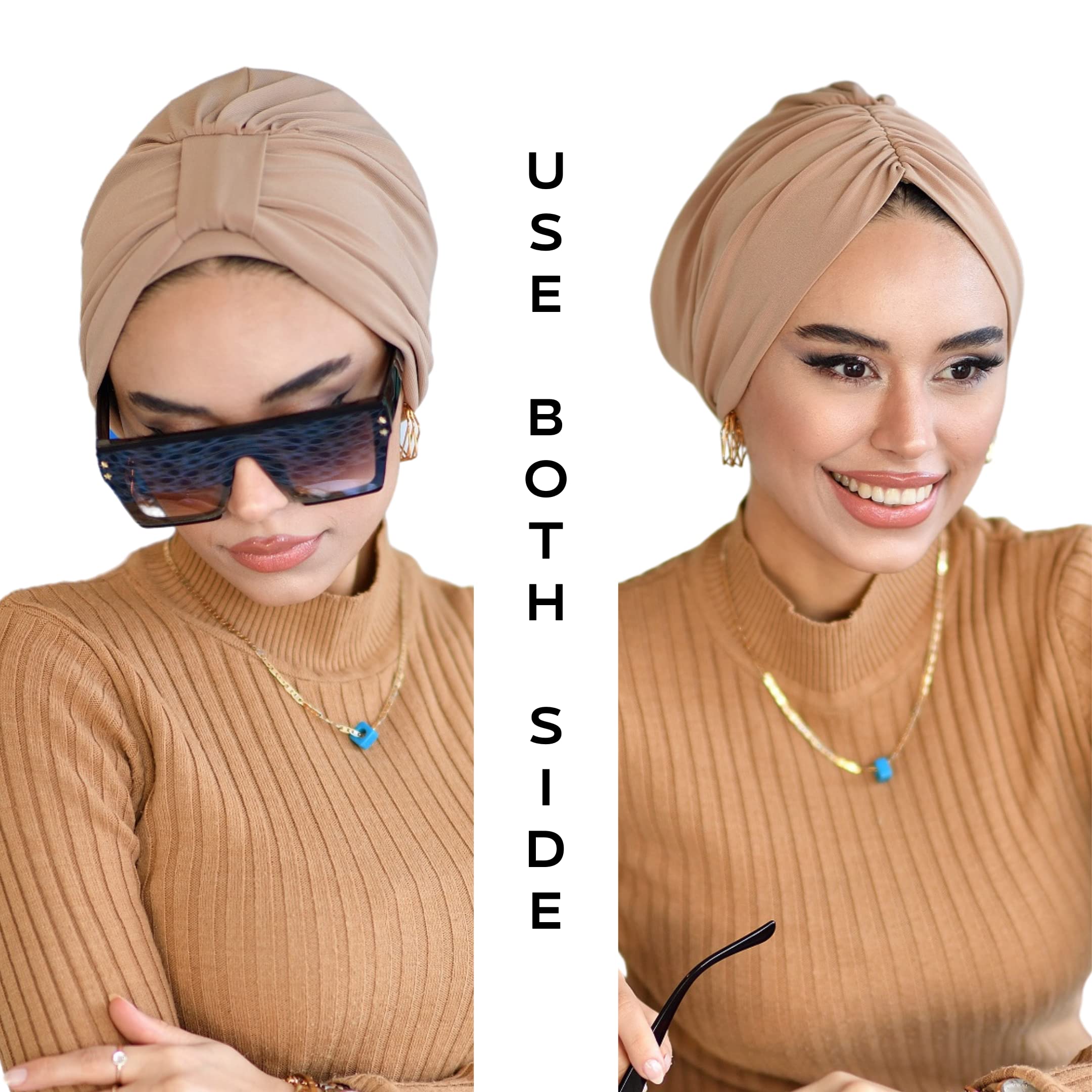 Turbans With Band For Women|Hair Wraps|Hijab Undercap-Instant Hijab-Hijab Cap (Caramel)