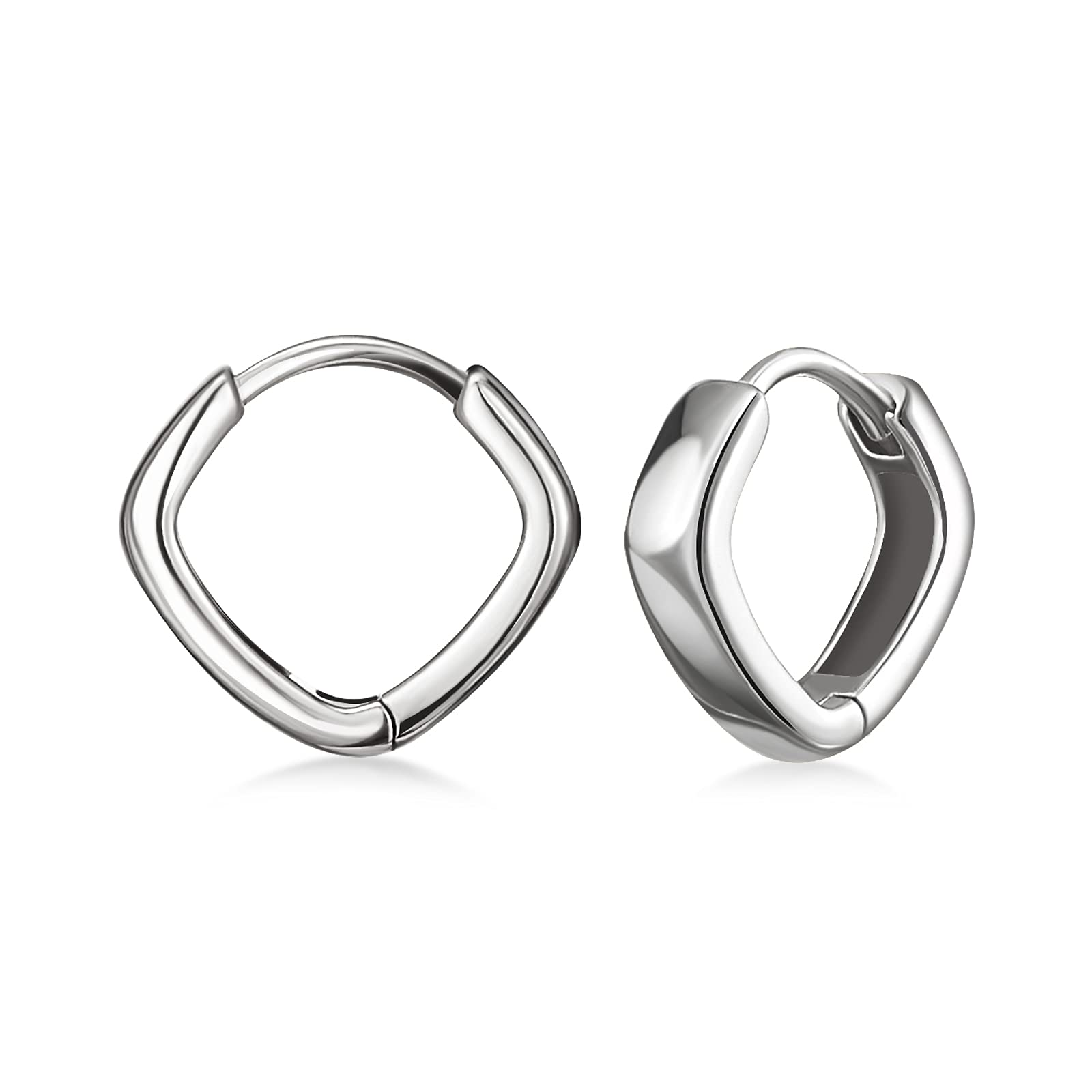 SWEETV Small Silver Hoop Earrings for Women Sterling Silver Earrings 12mm Tiny Hoops Lightweight Sleep Huggie Earring for Men Teens