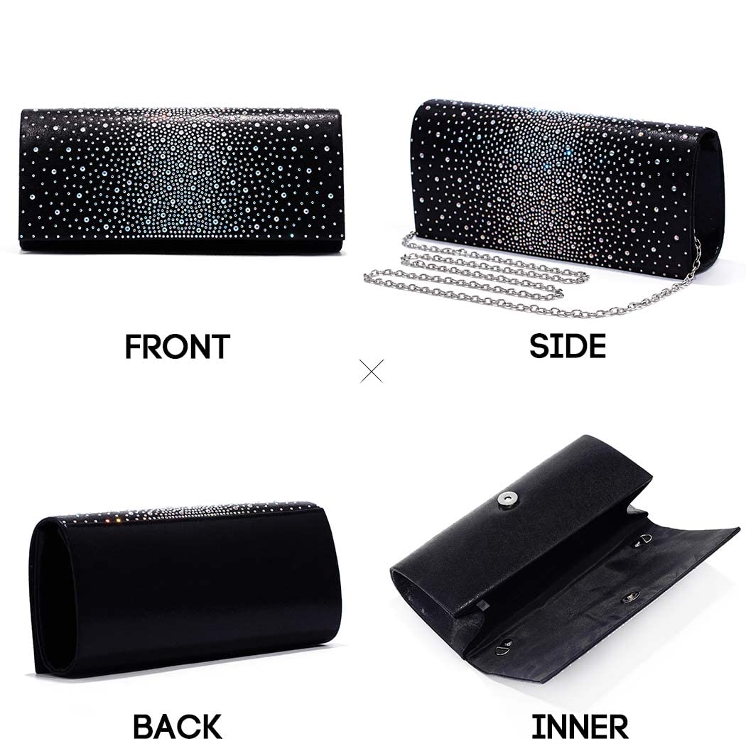 Yokawe Women Clutch Purse Sparkling Rhinestone Evening Bag Wedding Formal Party Prom Handbag (Pink)