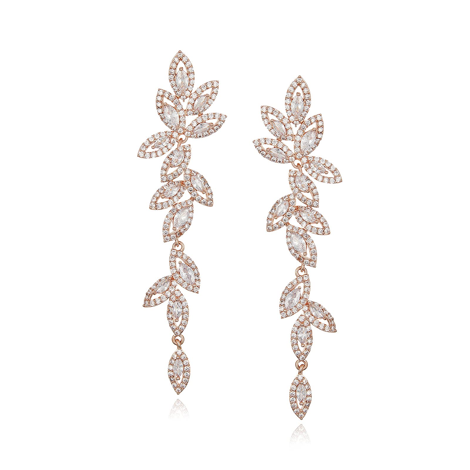 SWEETV Wedding Bridal Chandelier Earrings for Brides Bridesmaids, Crystal Rhinestone Long Drop Dangle Earrings for Women, Silver