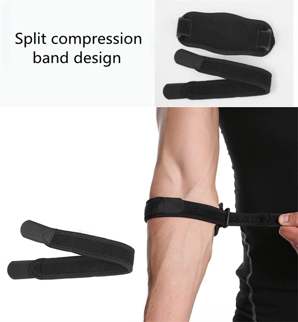 RUIXIA Unisex Adjustable Compression Elbow Pads Professional Tennis Golfers Tendonitis Arthritis Pain Relieve Support Strap Outdoor Sports Counterforce Forearm Brace 1 Count, Blue Linning, One Size