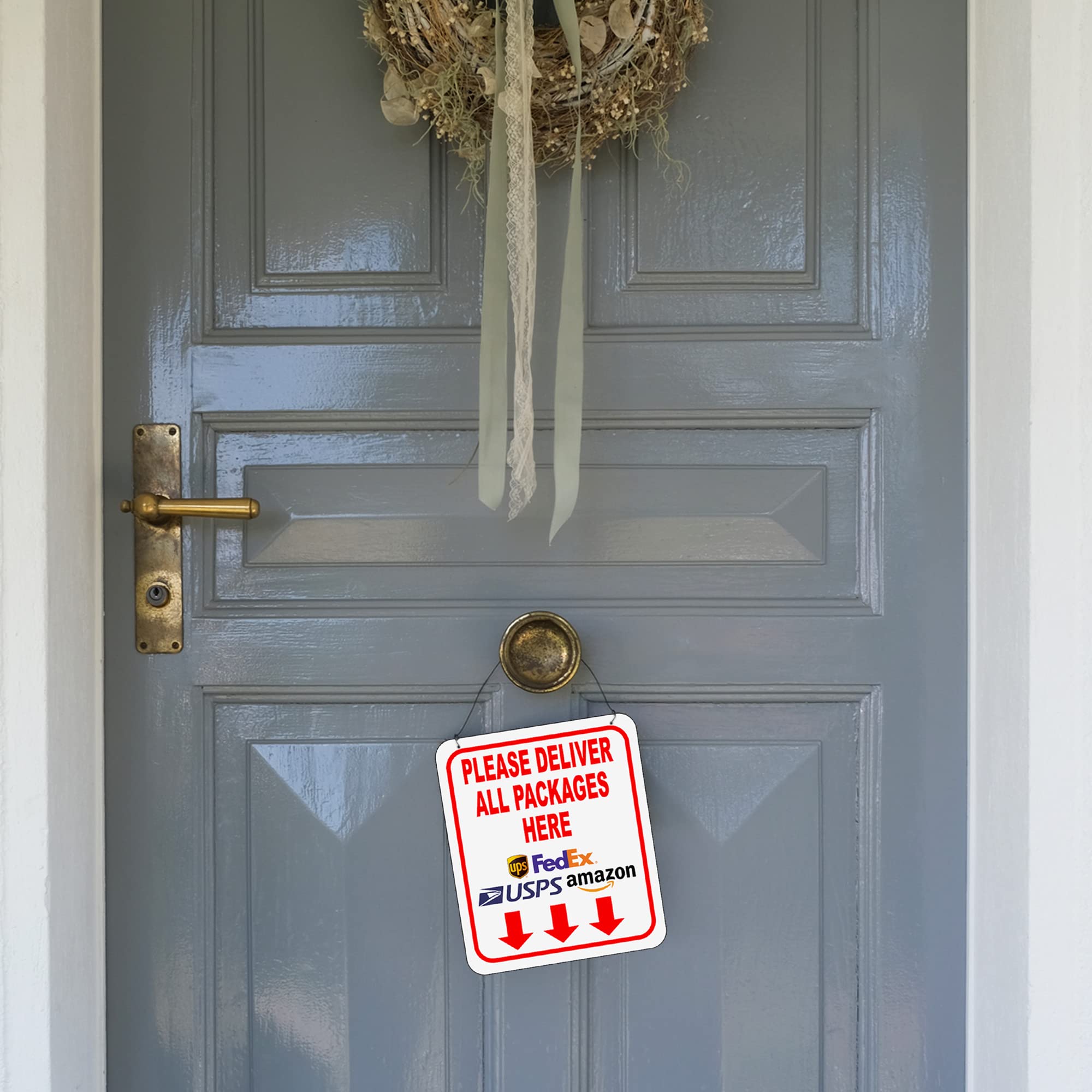 Please Deliver All Packages Here Arrows Delivery Sign for Delivery Driver - Delivery Instructions for My Packages from Amazon, FedEx, USPS, UPS, Indoor Outdoor Signs for Home, Office, Work, 8.5"x10"