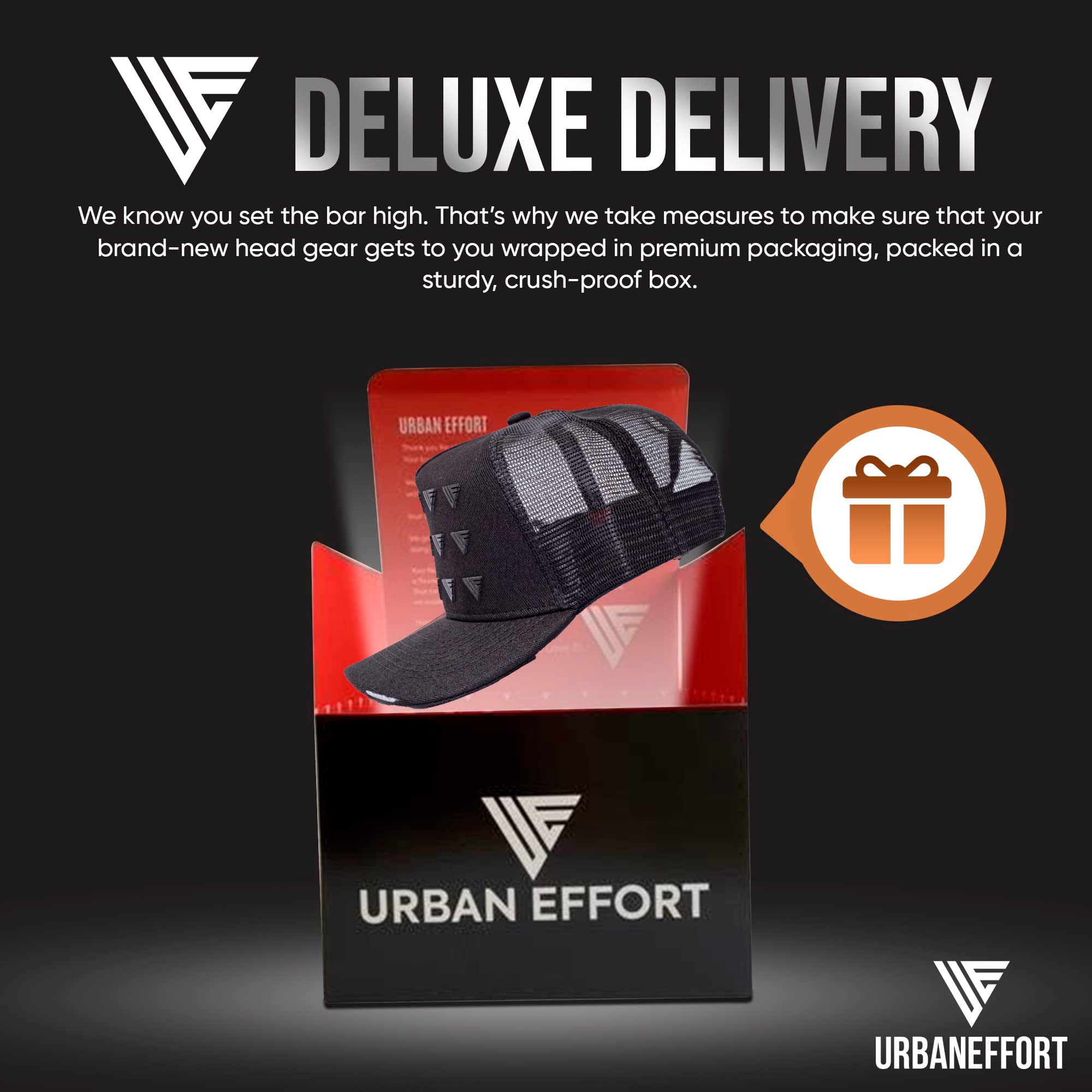 Urban Effort Snapback Trucker Hat | Breathable Mesh Baseball Cap for Men & Women | Adjustable Fit for Casual & Streetwear Black