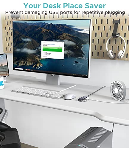 USB Splitter 3.0, WARRKY 4 Port USB Hub for Laptop [3FT Braided Cable, Aluminum Shell] Ultra-Slim Multi USB Port, Compatible with PC, Desktop, Surface Pro, MacBook, Flash Drive, PlayStation, Xbox
