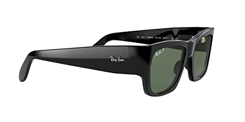 Ray-Ban RB2187 Nomad Square Sunglasses, Black/G-15 Green Polarized, 54 mm