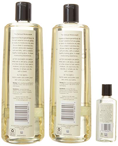 Neutrogena Body Oil Light Sesame Formula Sesame Oil, 16 fl. oz/pack - (pack of 2) + Bonus 1 fl. oz. Bottle
