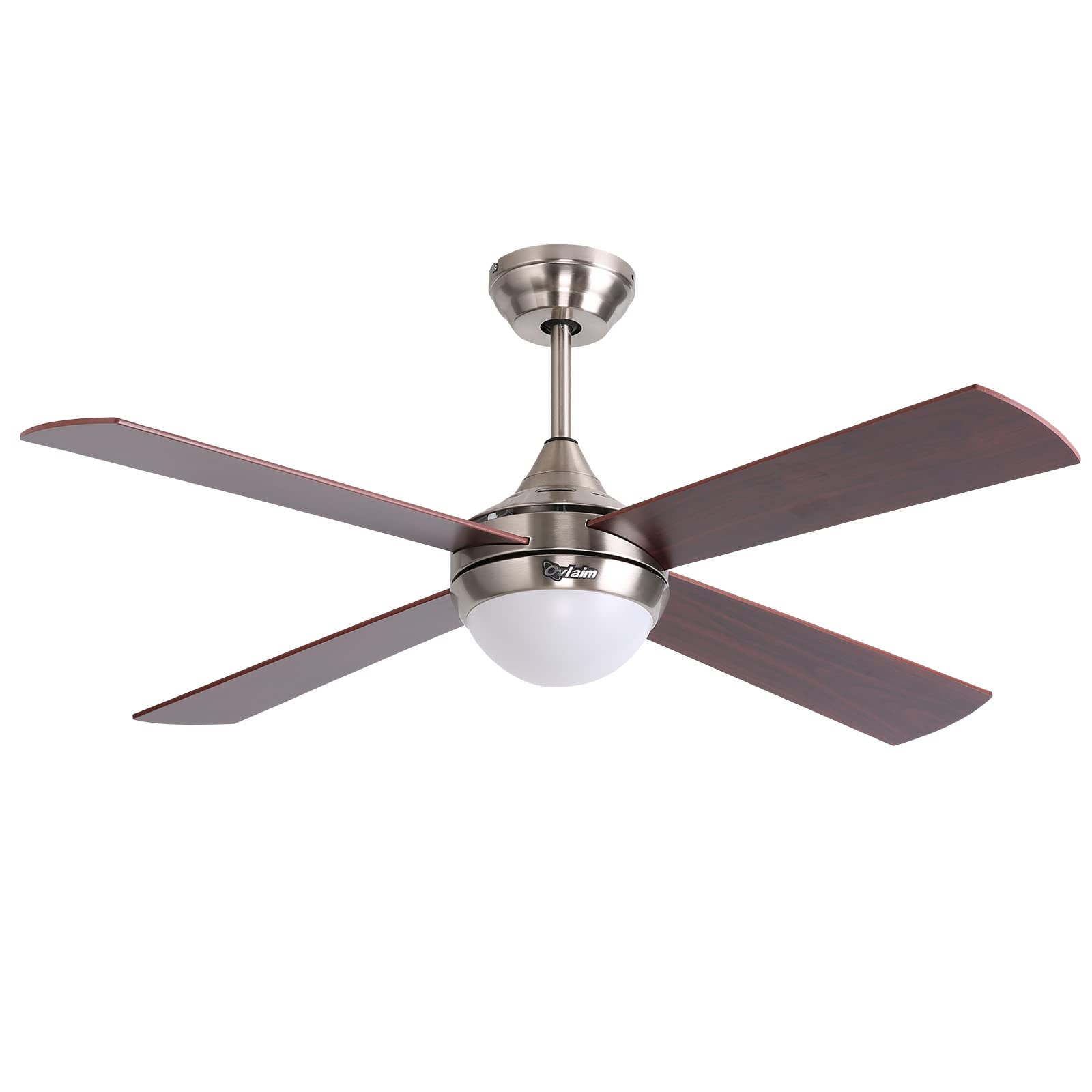 Ovlaim Quiet DC Motor 48 Inch Wood Ceiling Fan with Lights Remote Control for Bedroom Living Room, 4 Blades Brown