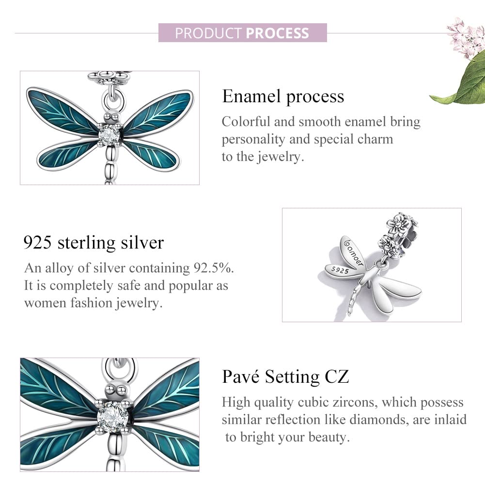 RUKYF 925 Sterling Silver Dragonfly Charms for Bracelets and Necklaces Best Jewelry Gifts for Dragonfly Lovers