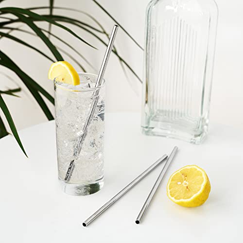 True Stainless Steel Cocktail Straw, Reusable Metal Straw, Dishwasher Safe, 8.5 Inch, Set of 1, Silver
