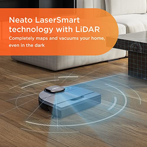 Neato D10 Intelligent Robot Vacuum CleanerâLaserSmart Nav, Smart Mapping, Cleaning Zones, WiFi Connected, 300-min runtime, Powerful Suction, Max Clean, Edges, Corners & Pet Hair, XXL Dustbin, Alexa
