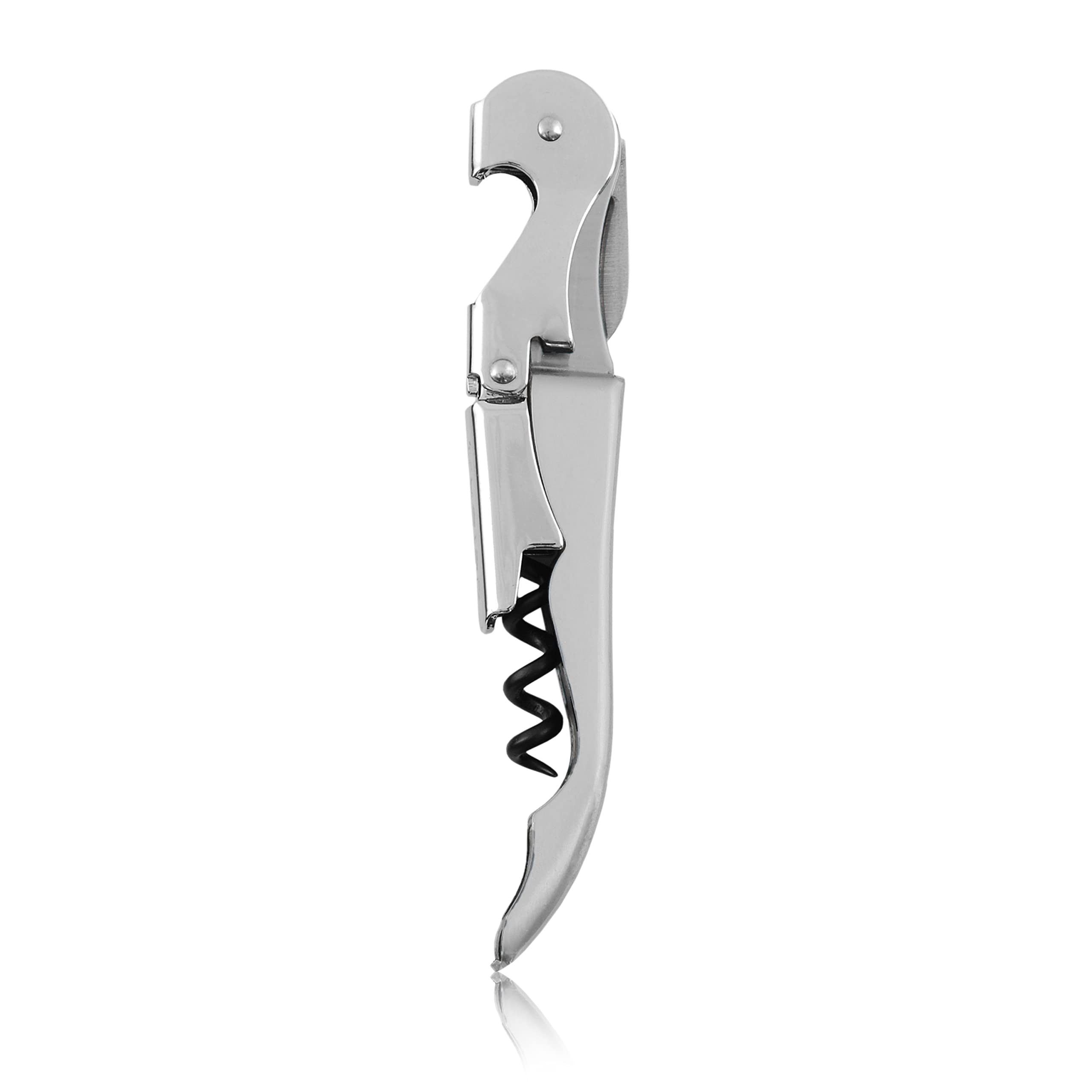 True TrueTap Double Hinged Waiter’s Corkscrew, Stainless Steel Wine Key Bottle Opener with Foil Cutter