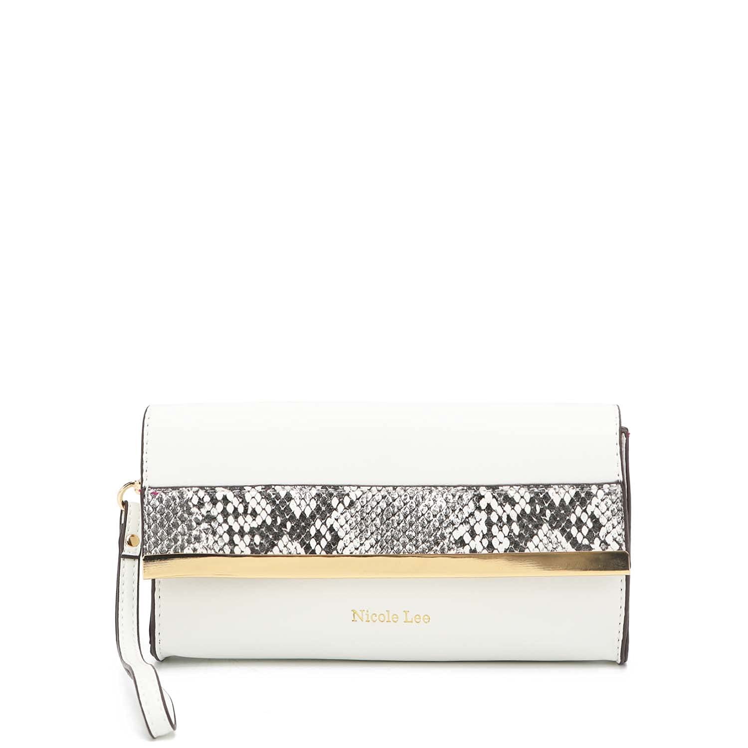 Nicole Lee Natalia 3 Piece Set (Shopper, Mini Satchel Crossbody, Clutch) (WHITE)