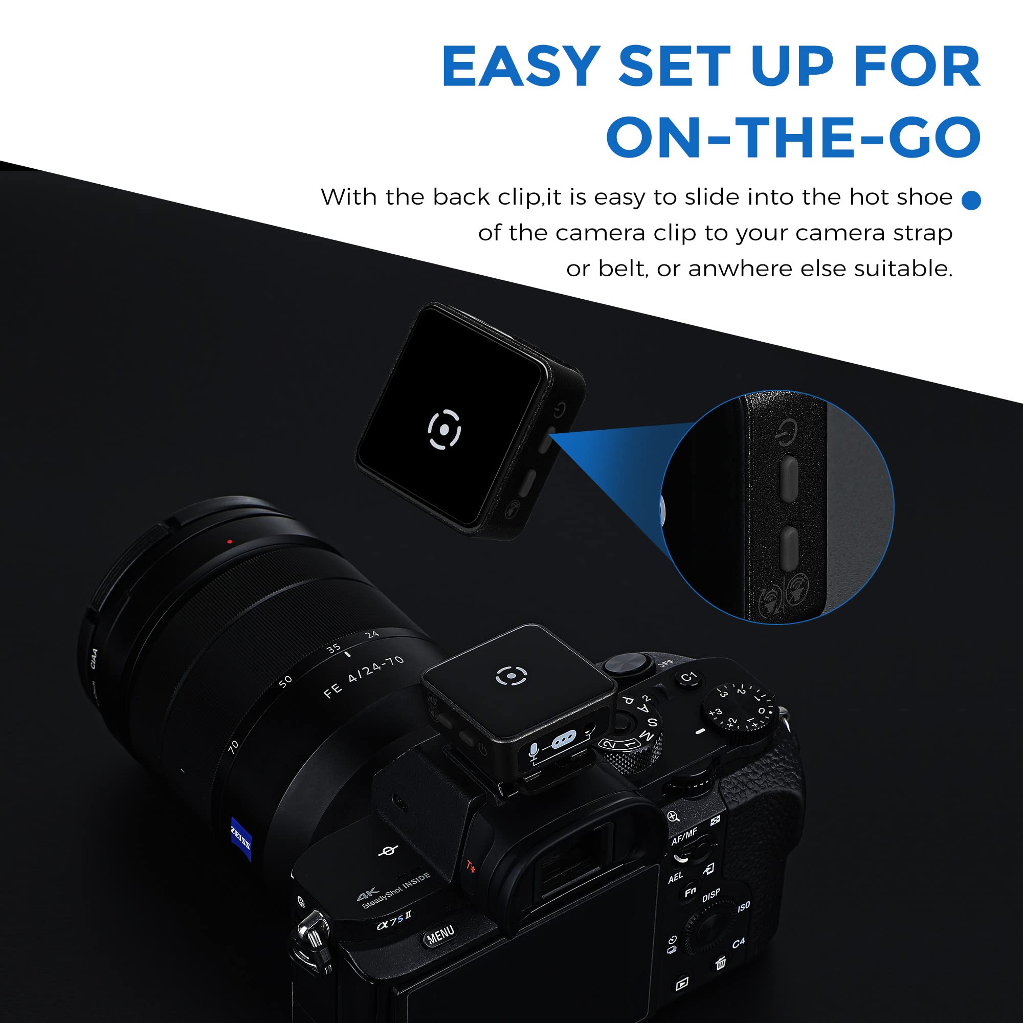 Wireless Lavalier Microphone,2.4GHz Dual Lapel Mics with Real-time Monitoring, Gain Adjustment for Interview, Vlogging, Live Streaming, Camera, Compatible with DSLR, Camcorder, Smartphone