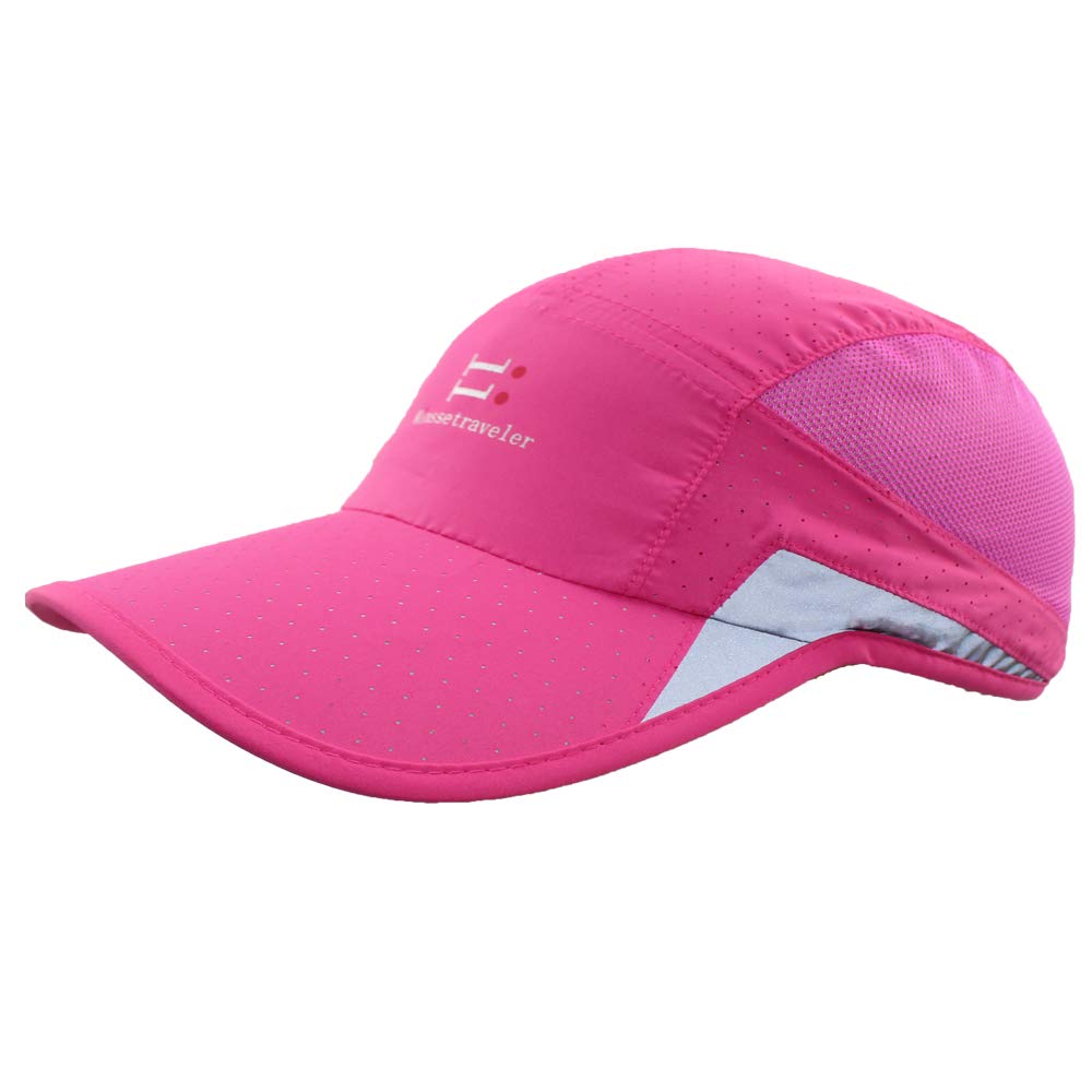 Quick Drying Sports hat Lightweight Breathable Unstructured Soft Reflective Baseball Cap Unisex (Plum)