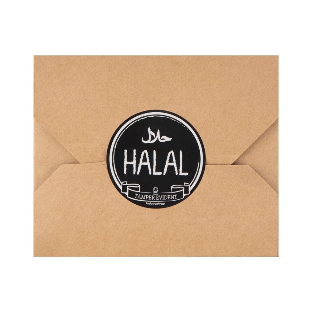 Restaurantware Label Tek 2 Inch Tamper-Evident Stickers For Halal 500 Rolled Tamper Seal Stickers - Chalkboard Design For Safe Food Delivery Black With White Font Plastic To Go Stickers