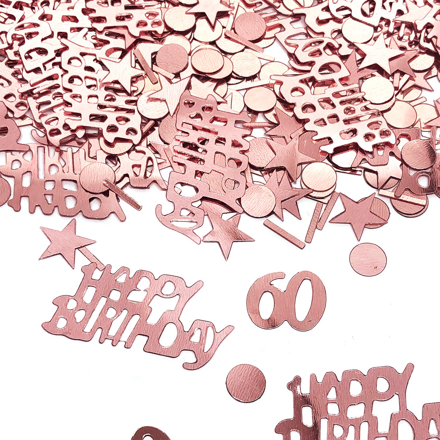 TFYU Happy Birthday Party Table Confetti - Twinkle Stars Foil Metallic Sequins Confetti and Special Events Table Scatters Decorations Confetti Decorations about 700pcs(Rose gold) (60 years old)