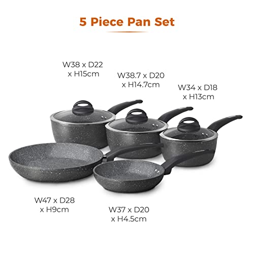Tower Cerastone Forged Aluminium Pan Set with Easy Clean Non-Stick Ceramic Coating, 5 Piece, Graphite