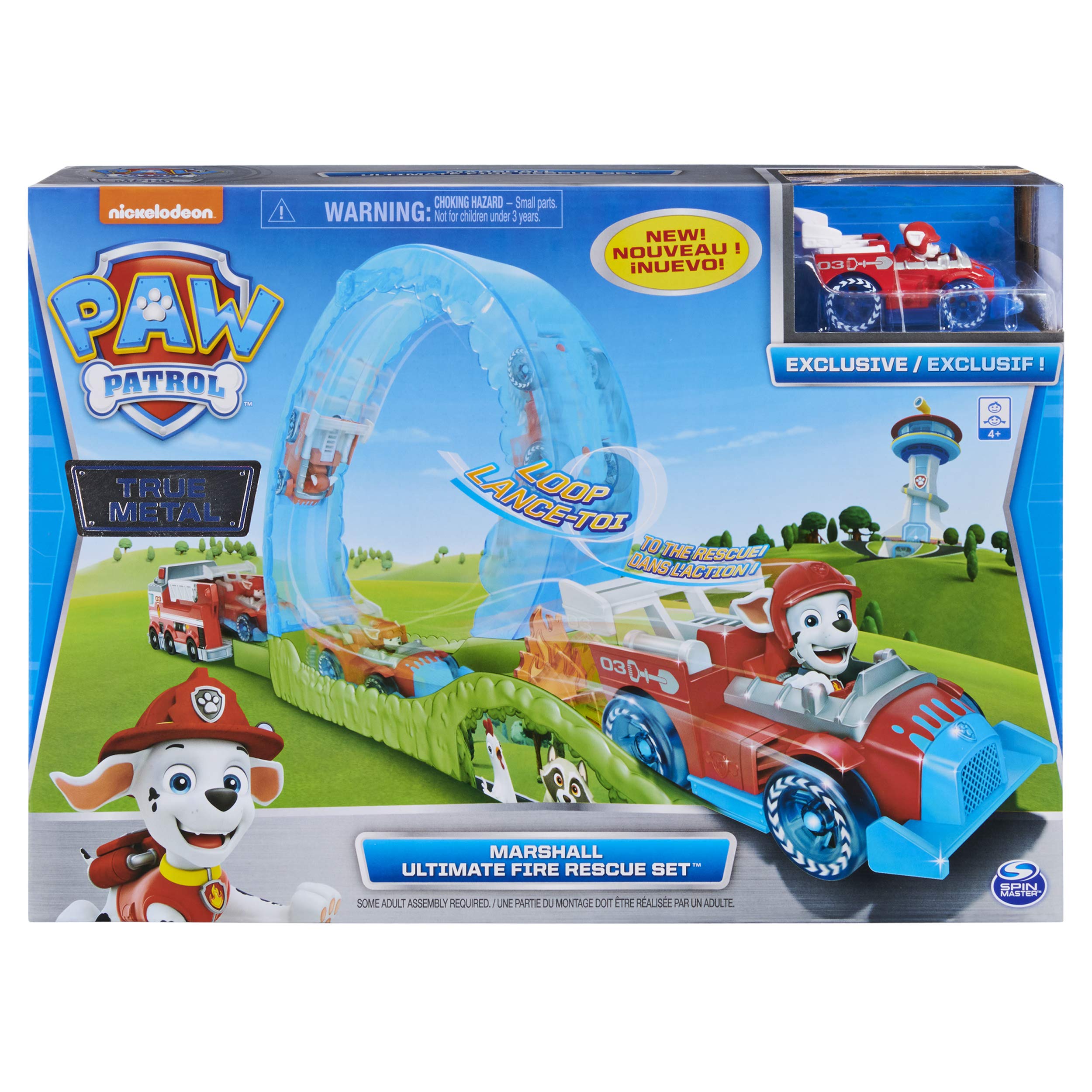Paw Patrol, True Metal Ultimate Fire Rescue Track Set with Exclusive Marshall Die-Cast Vehicle, 1:55 Scale