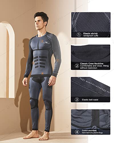Thermal Underwear Set Sport Compression Set Hunting Gear Long Johns Breathable Perspiration Base Layer for Outdoor Activities Grey