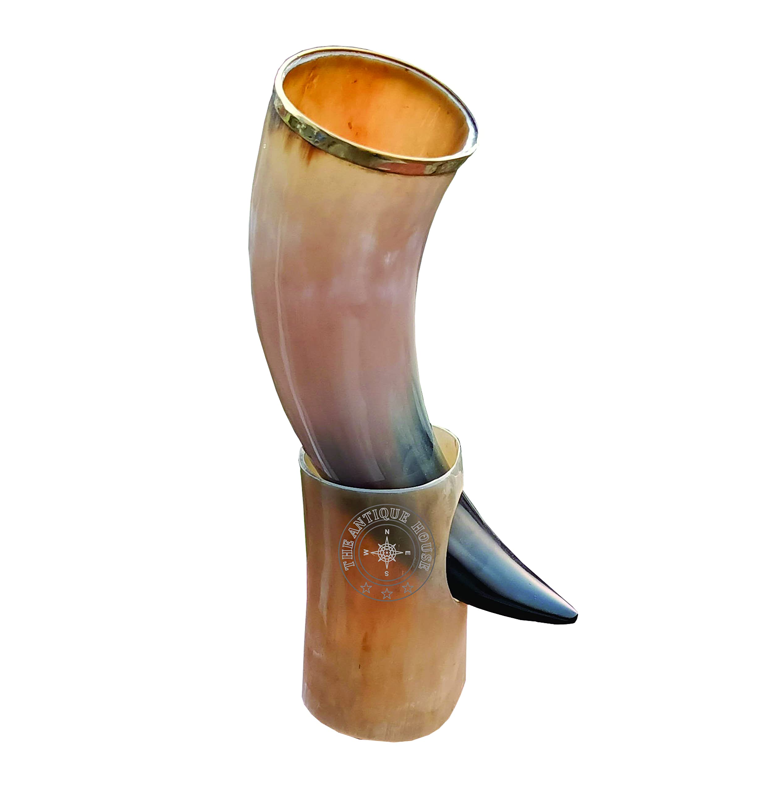 Real Ox Horn Drinking Horn Mug With Stand Viking Antique Style Beer Wine Mead Mug Gift