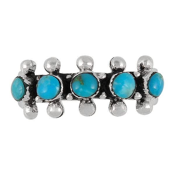 Turquoise Ring Sterling Silver 925 Genuine Gemstones Size 6 to 11 (Turquoise) (10)