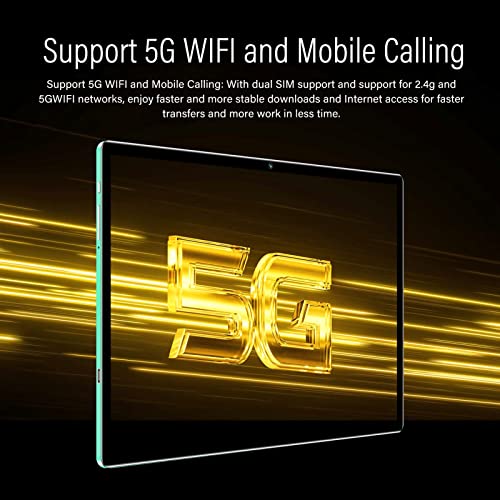 Zopsc 10.1in Tablet for Android11 4G Talking Smart Tablet Support 2.4 5G WiFi 8 256GB 1960 1080 8 20MP MT6753 Octa Core 6000mAh 100 240V Green