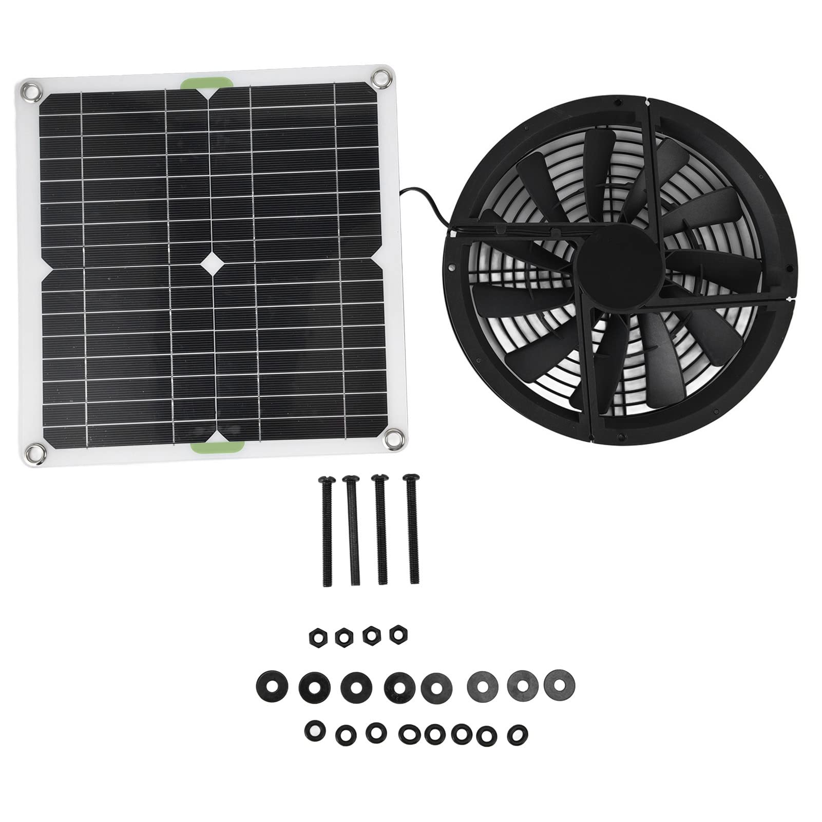 Solar Panel Fan Ventilation Fan Kit 10 Inch, Solar Powered Exhaust Fan Portable Ventilator Fan with Protective Mesh, 12V 100W Mini Ventilator Fan for Chicken Coops Greenhouse Shed