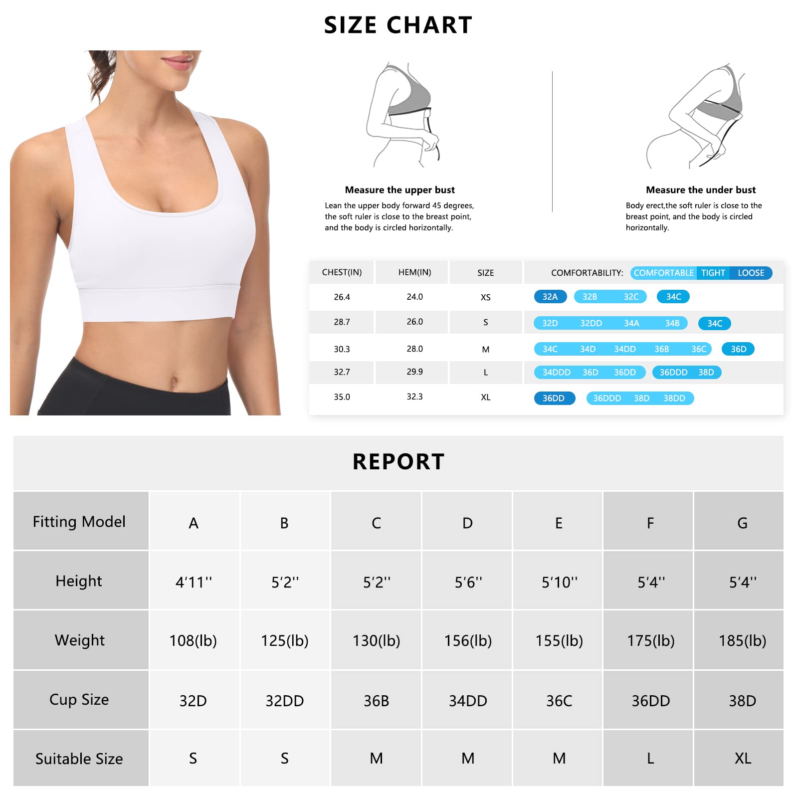 UrKeuf Women's Sports Bra Wirefree Padded Support Yoga Bras Gym Workout Running Tank Tops