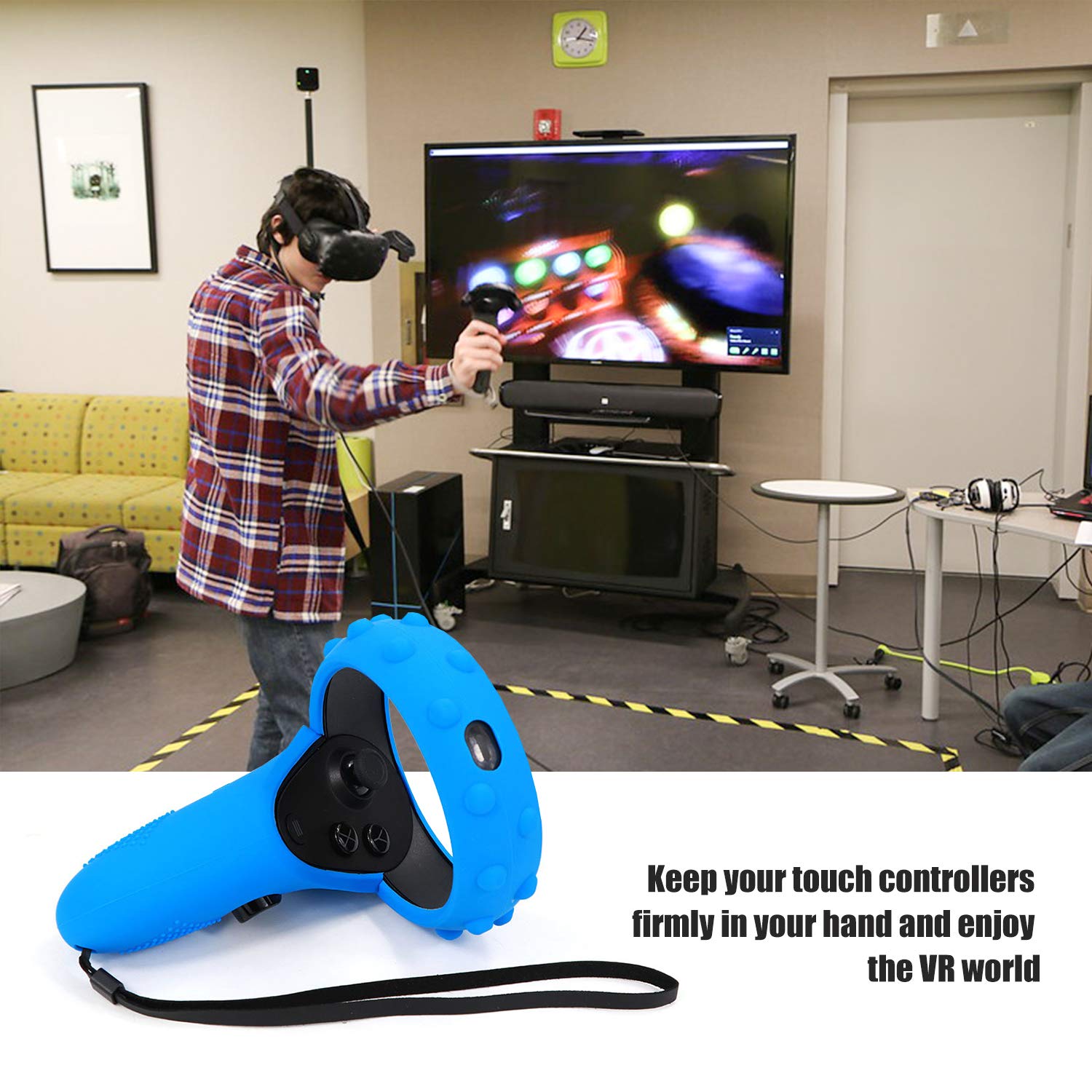 ProCase Controller Skin for Oculus Quest Touch Controller, 1 Pair Silicone Grip Cover Anti-Slip Protective Case for Oculus Quest/Rift S Handle -Blue