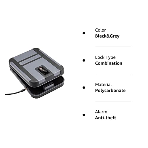 SnapSafe Treklite Combination Lock Box - Polycarbonate Portable and Lightweight Gun Lock Box - with Keyed Lock and Foam Lining - Ideal for Travel, TSA Approved - XL, Black, 10 x 7 x 2 Inches