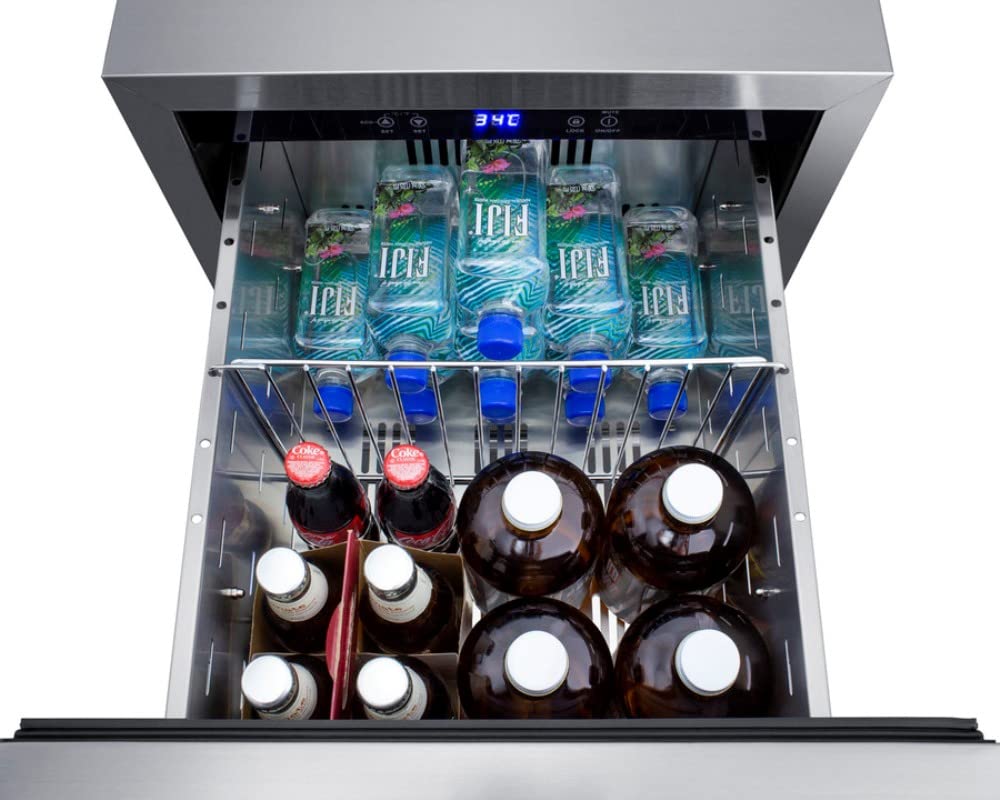 Summit Appliance ADRD18 18" Wide ADA Compliant 2-Drawer All-Refrigerator in Stainless Steel with Panel-Ready Drawer Fronts, Digital Thermostat, Frost-free Defrost, Digital Display
