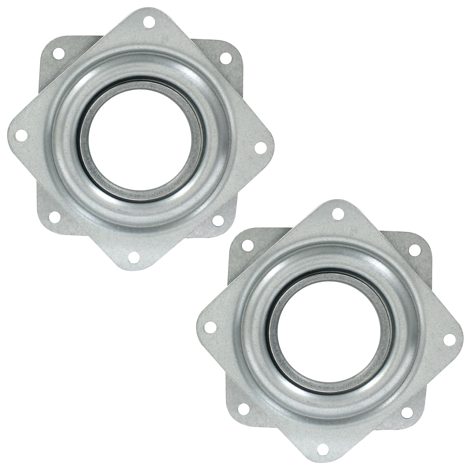Suiwotin 2pcs 3" Square Lazy Susan Turntable Heavy Duty Lazy Susan Hardware, Steel Ball Bearing Rotating Tray Swivel Plate for Dining Table, Stool Chair, Pantry, Organizer (Silver)