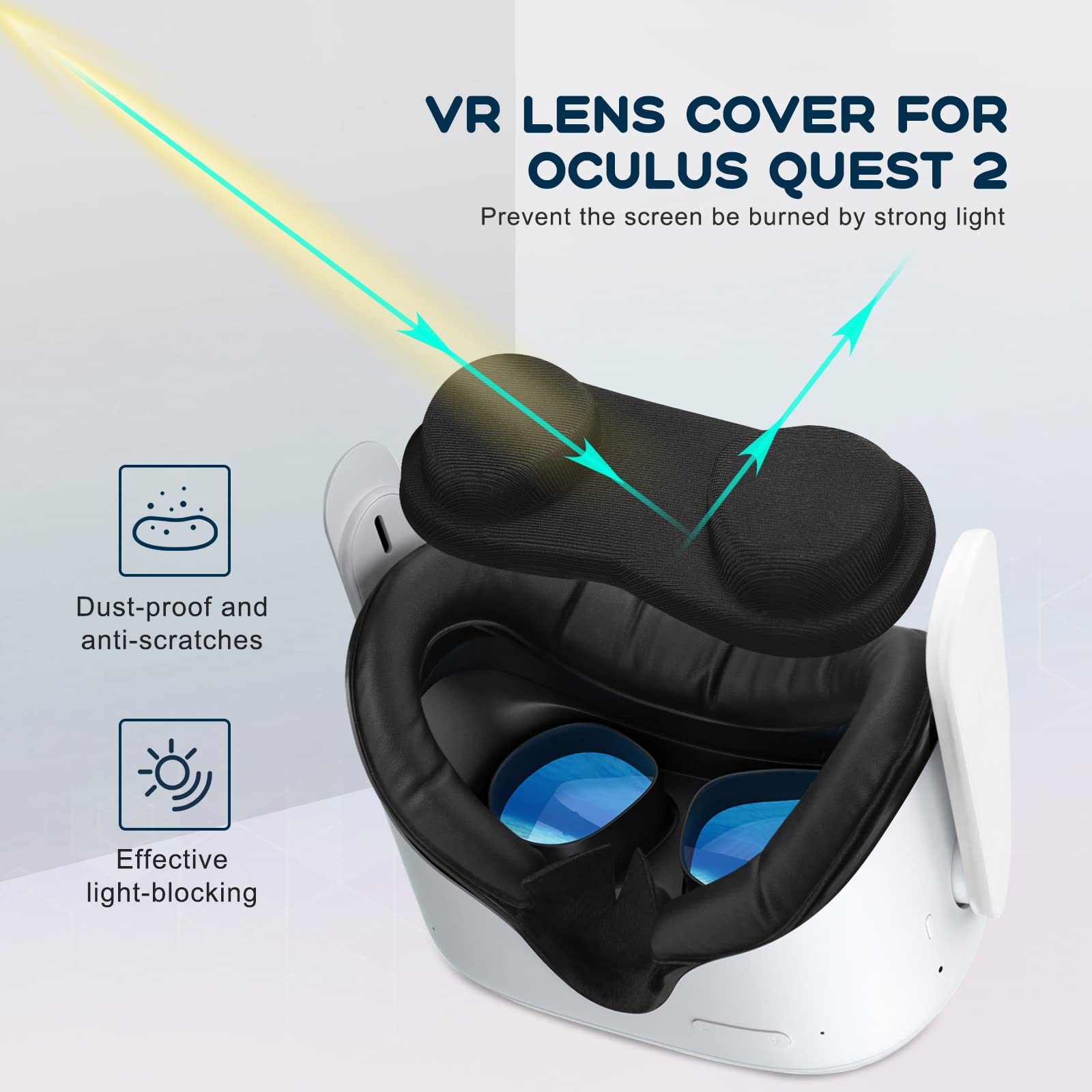 Vakdon G2 Active Air Circulation Cooling Fan Facial Interface for Oculus/Meta Quest 2 Accessories, with Lens Protector Cover, Relieve Lens Fogging and Replace Silicone Face Cushion (Black)