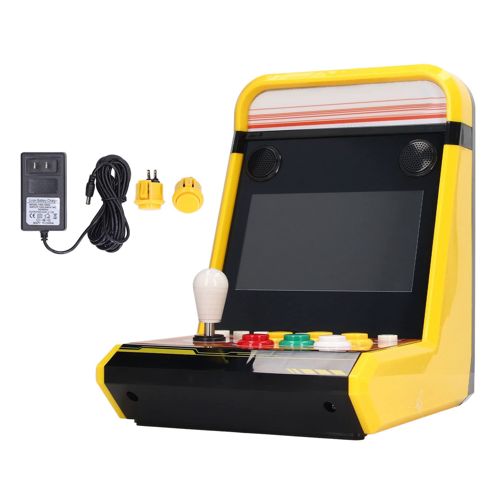 US Plug 100-240V WearResistant Portable Joystick Controller Game Machine Mini 7 Inch Rocker Arcade Game Machine for Home Use (Yellow)