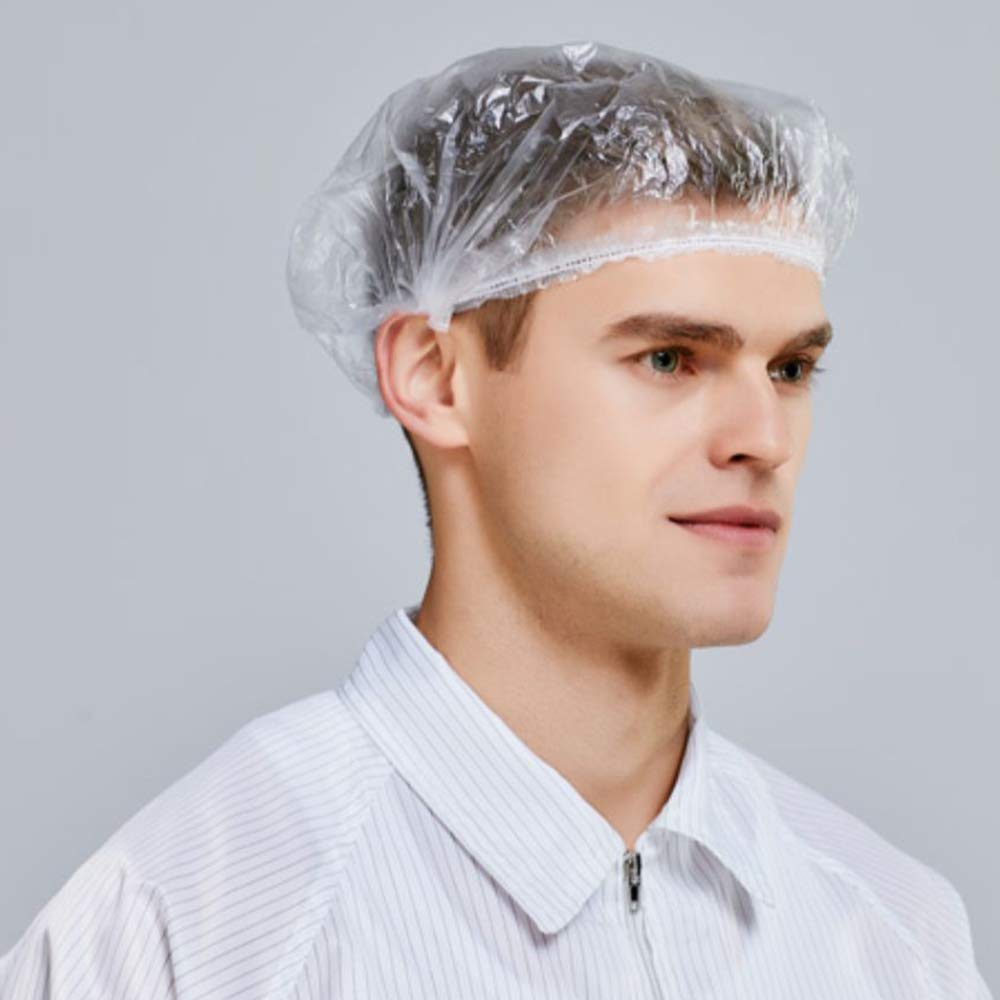 Shower Cap Disposable 100 pcs Bath Caps Thick Large Waterproof High Density Elastic Hair Caps for Women Men, Travel Spa, Hotel, Hair Solon, Home Use, Clear