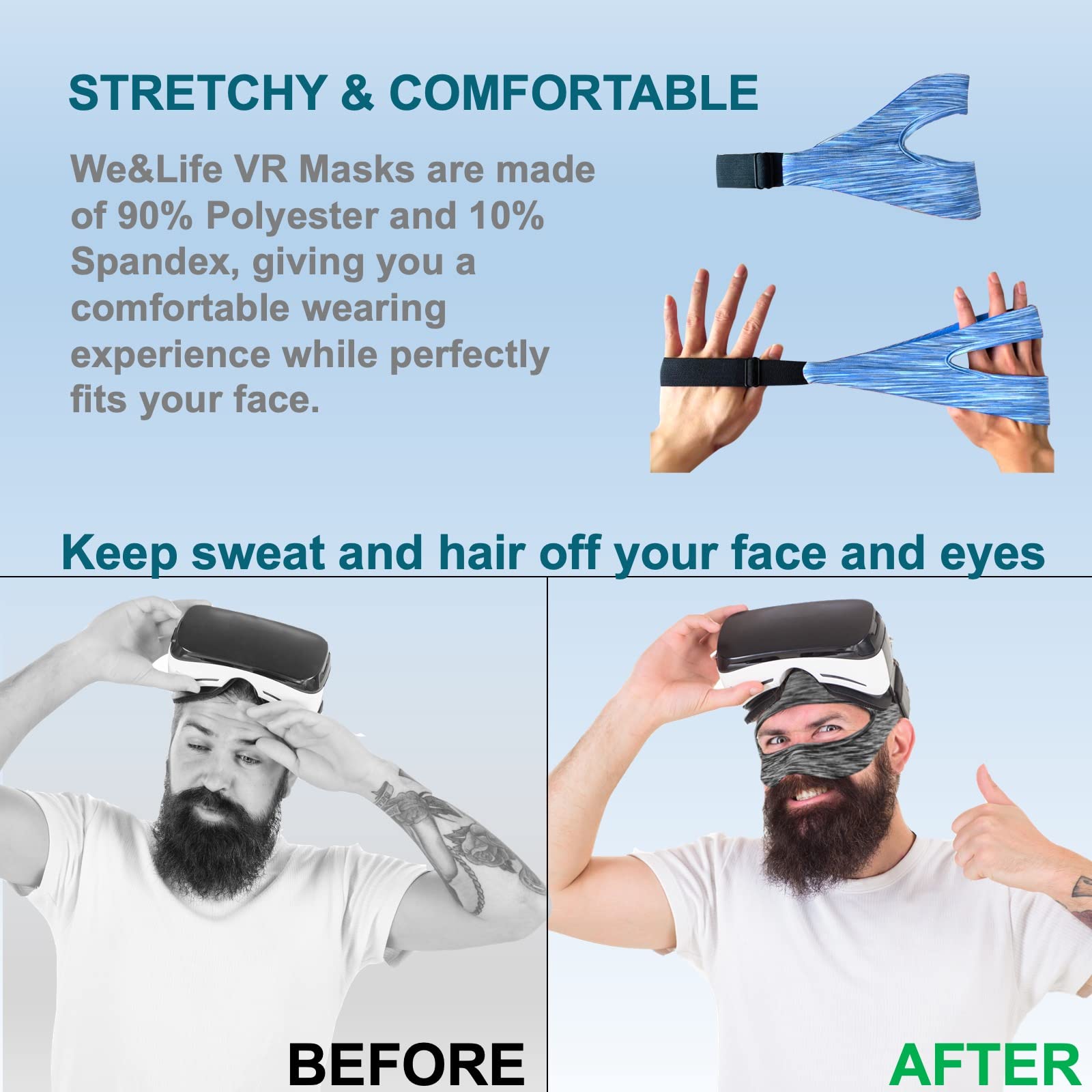 We&Life Sweat Guard, Compatible with Oculus Quest 2 and Oculus Go, VR Masks, Sweat Band, Face mask Use for Workouts Supernatural (3pcs)