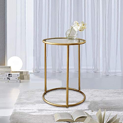 Saladplates-LXM End Tables End Table,Glass Bedside Sofa Side Table with Metal Frame,Small Coffee Snack Table for Home,Office,Bedroom,Hallway,Living Room,Balcony