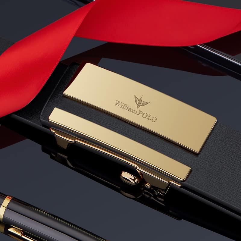 VANNANBA Belt Men Leather Ratchet Business Casual, Dress Slide Belt for men Automatic Buckle,with Gift Box