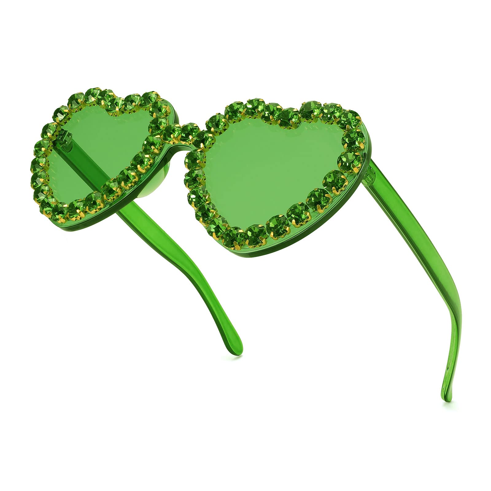WANWAN Women Heart Shape Sunglasses Sparkling Crystal Sunglasses Cute Lovely UV Protection Rhinestone