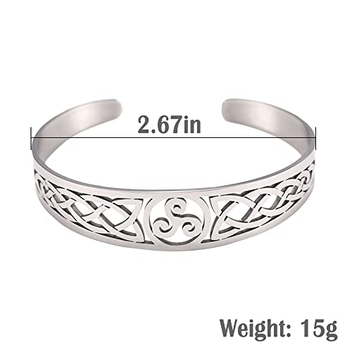 TURTLEDOVE Stainless Steel Celtic Bracelet - Viking Bangle with Triskelion