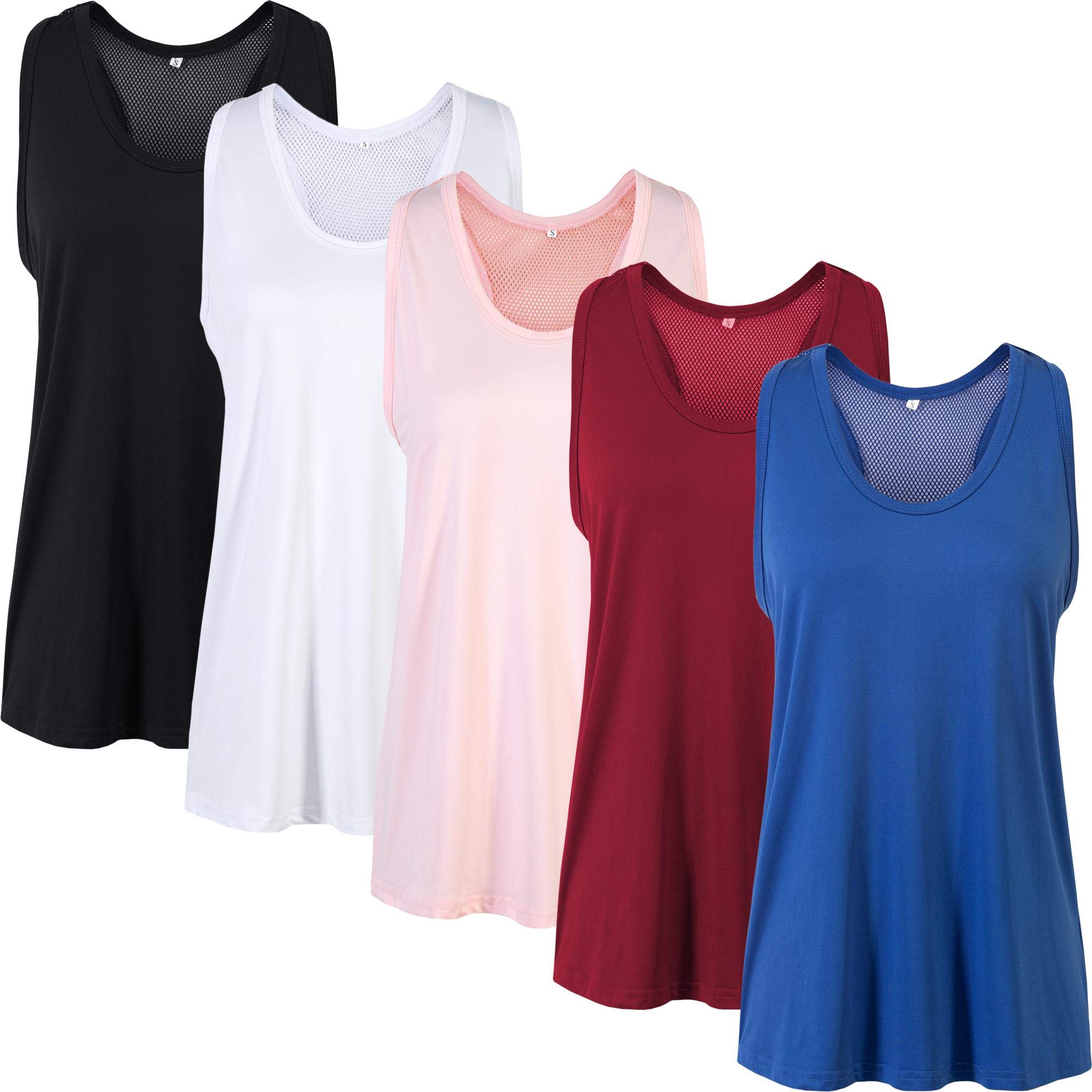 Womens Basic Tank Tops Workout Sport T Shirts Sleeveless Racerback Yoga Tops Gym Running Tunics
